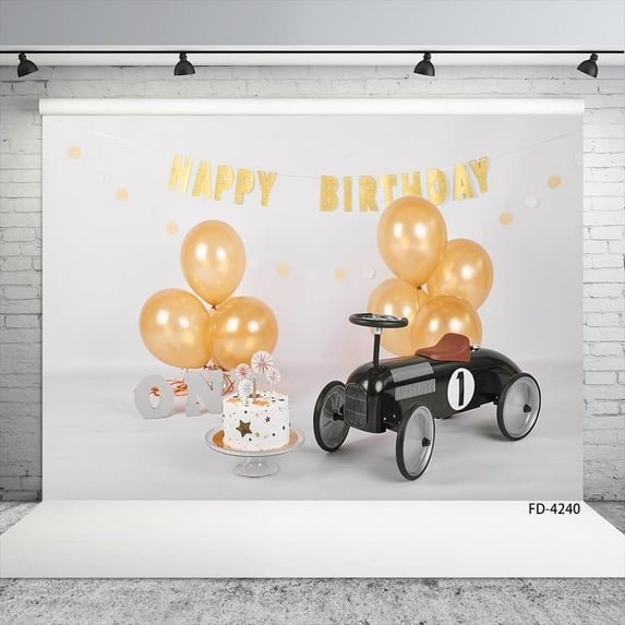 Car Cake Balloon 1st Birthday Party Photoph Photography Background Baby ...
