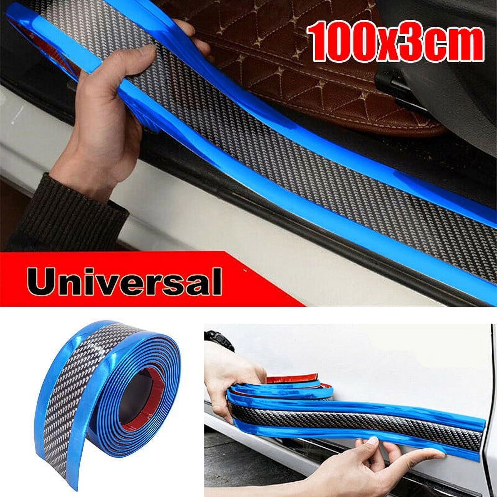 Car Carbon Fiber Blue Side Skirt Door Sill Protector Edge Guard Strip 1 ...