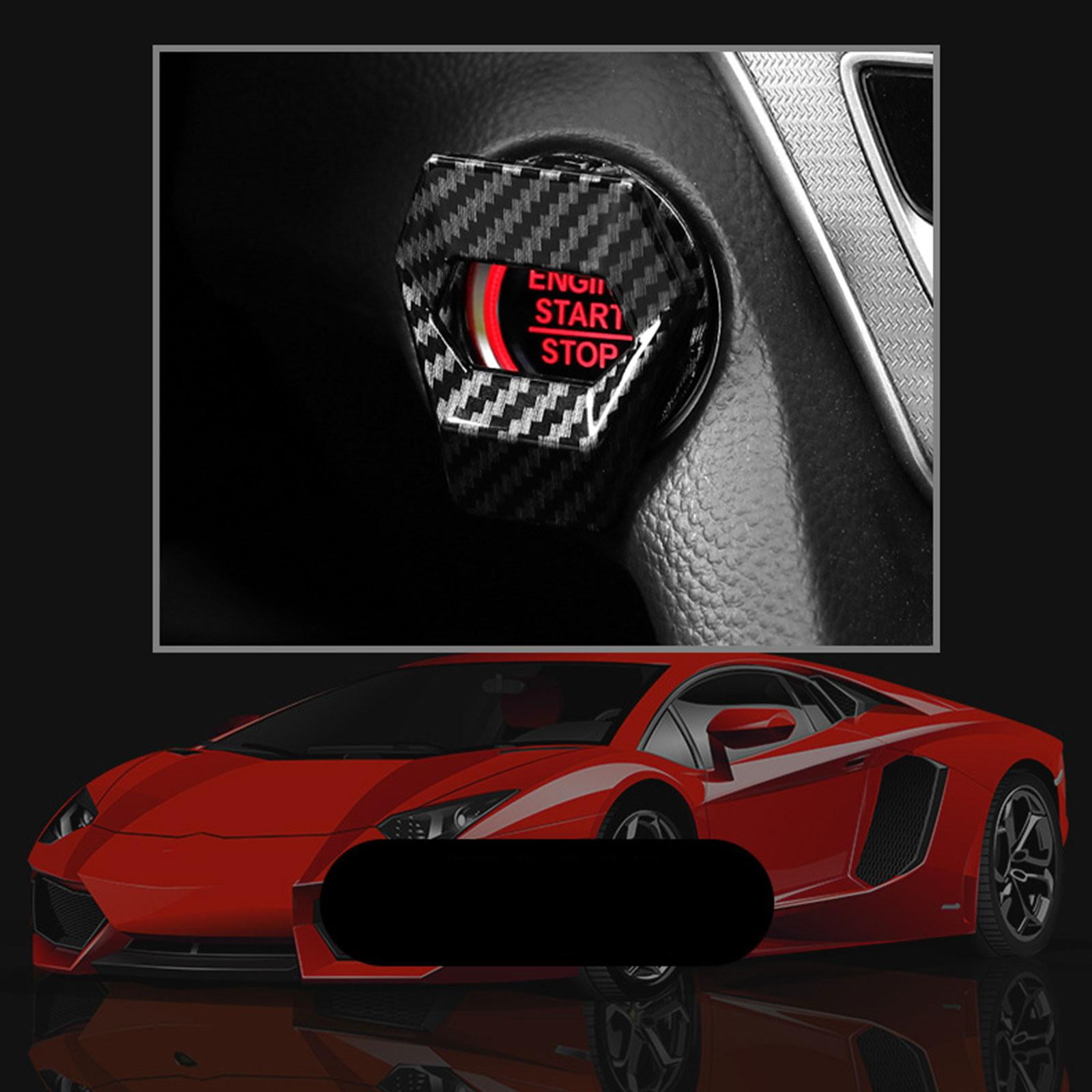 Car Carbon Fiber Engine Start Stop Push Button Switch Cover Trim F1B9 ...
