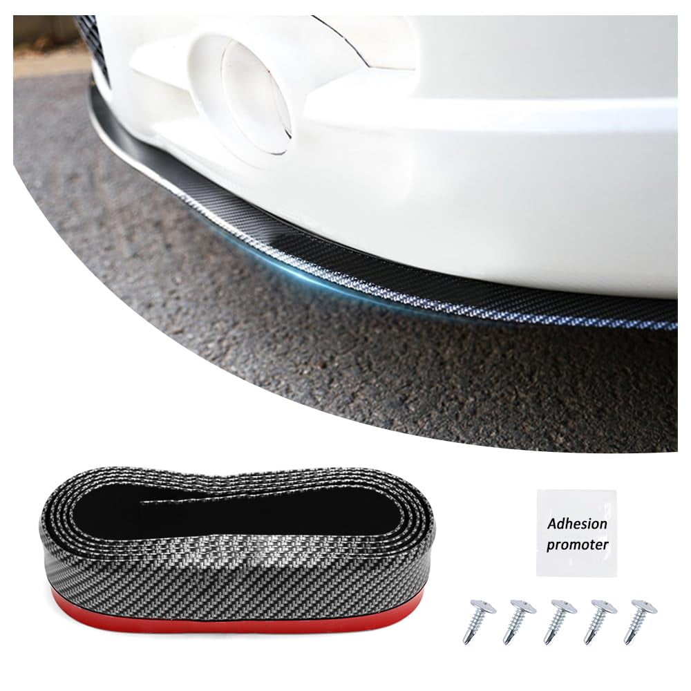 Car Carbon Fiber Front Bumper Lip Improve Version,7.64Ft Widen Rubber ...