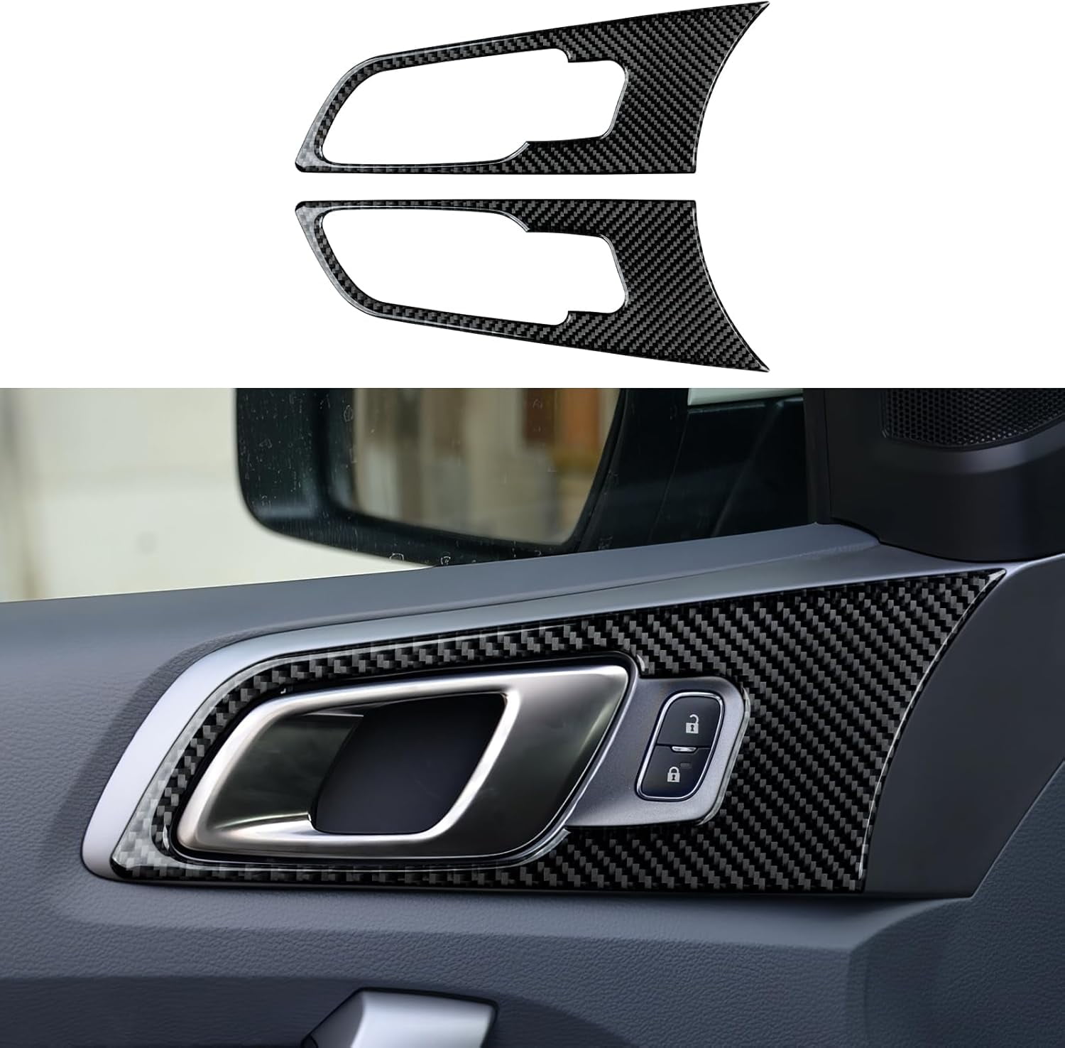 Car Carbon Fiber Front Door Inner Pull Handle Panel Sticker Decal ...