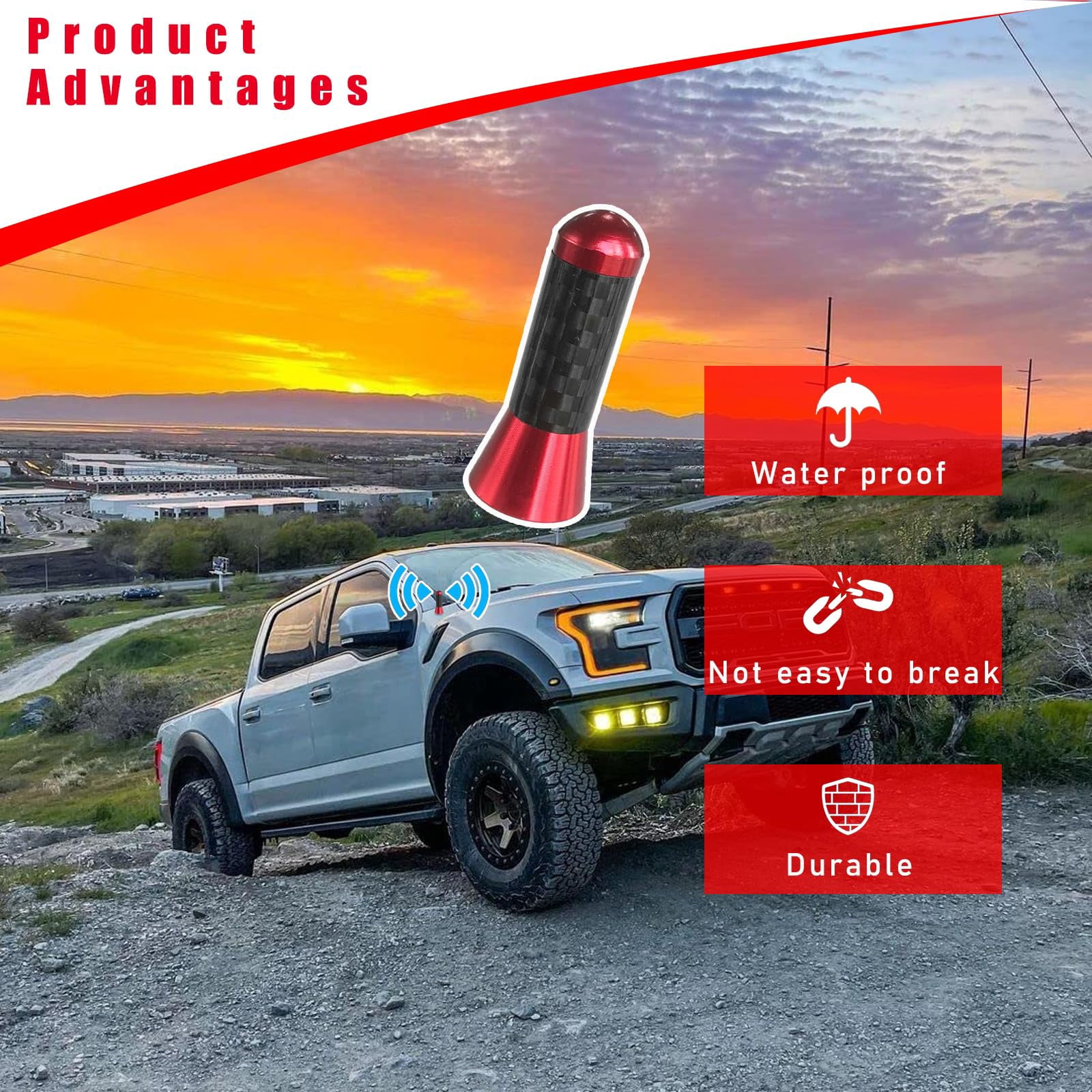 Car Carbon Fiber Short Antenna, Signal Wireless Booster Antenna, Metal ...