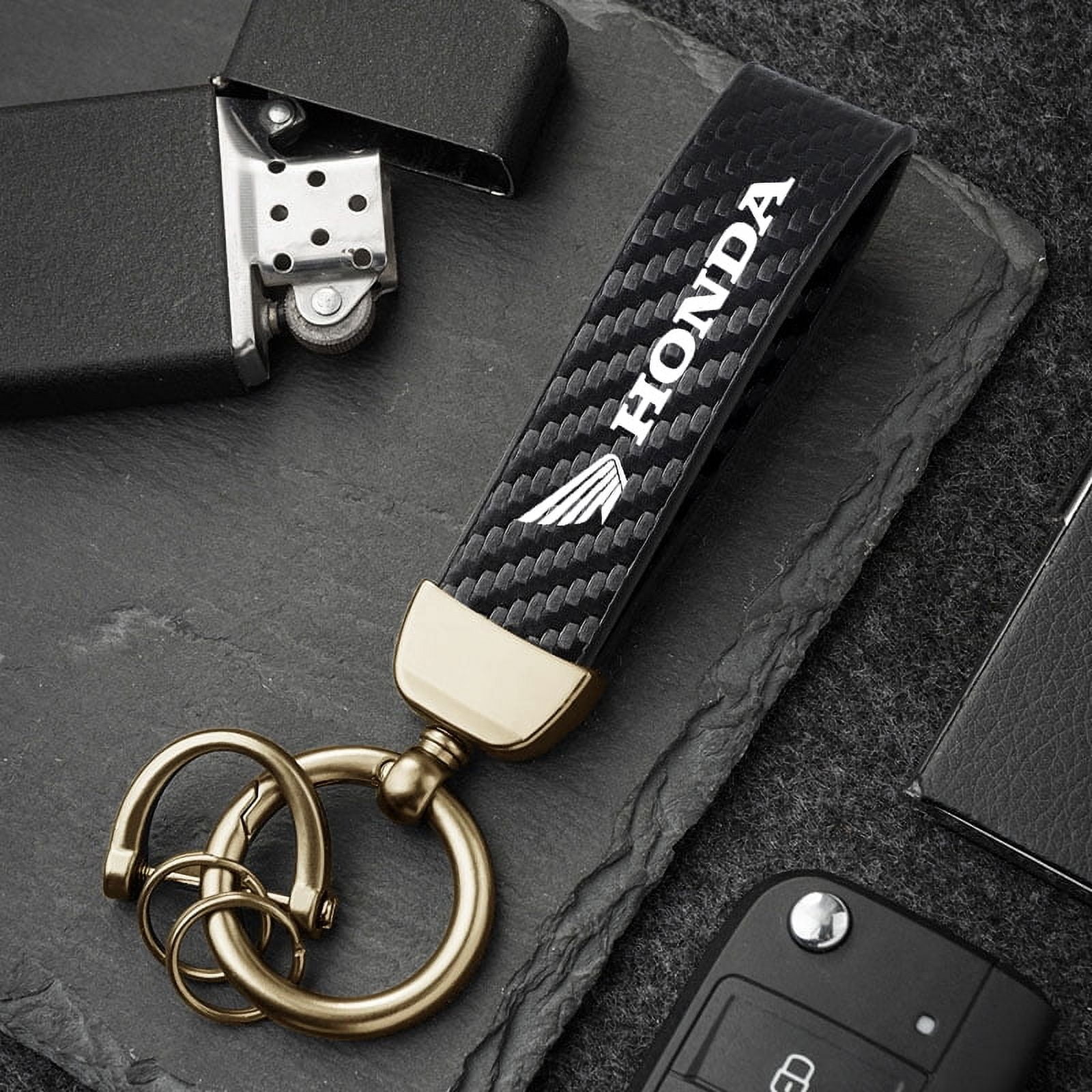 Car Carbon Fiber Style Keychain Microfiber Leather Key Chain For Honda ...