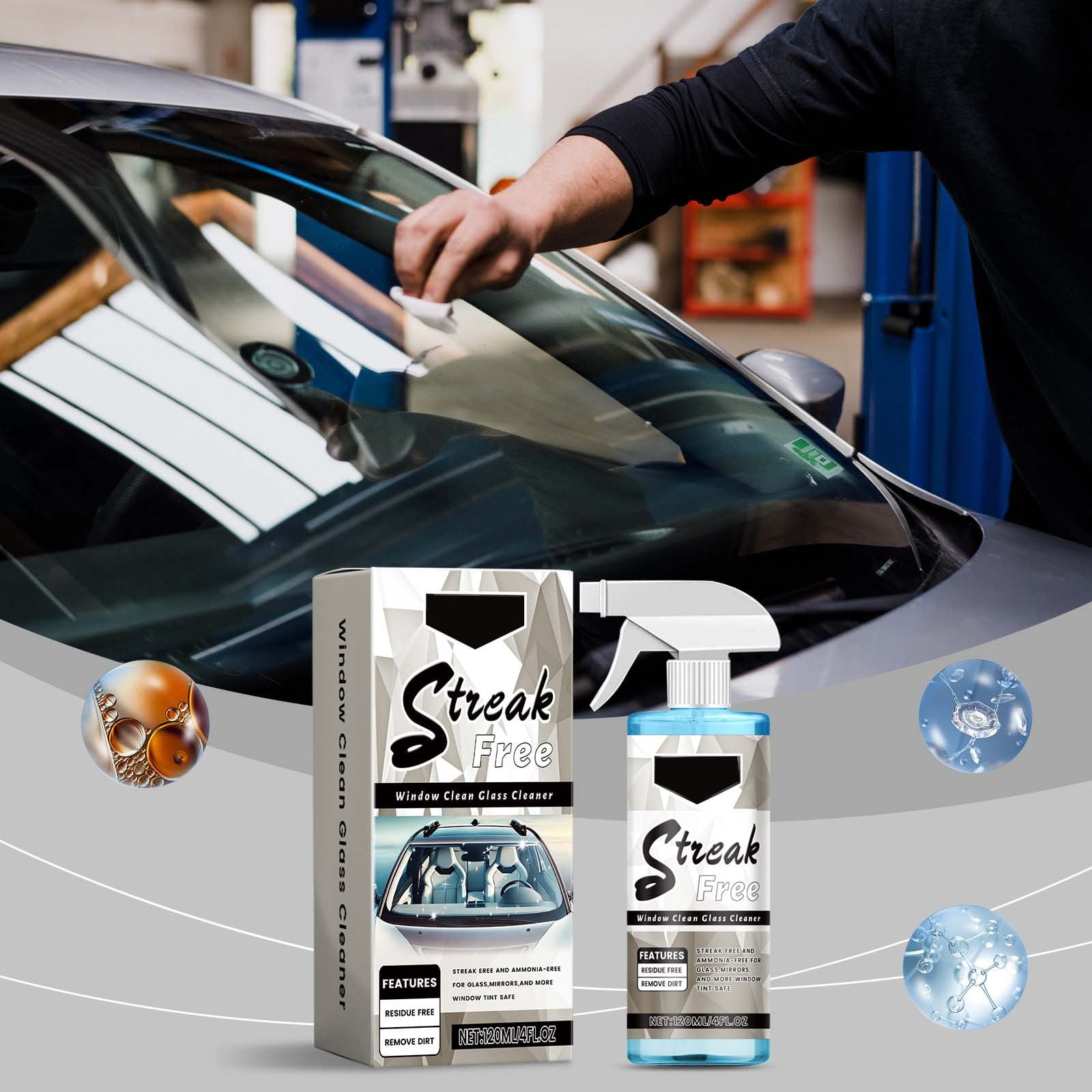 Car Care & Cleaning Car Glass Cleaner Stains Oil Film Fog Improves Mild ...