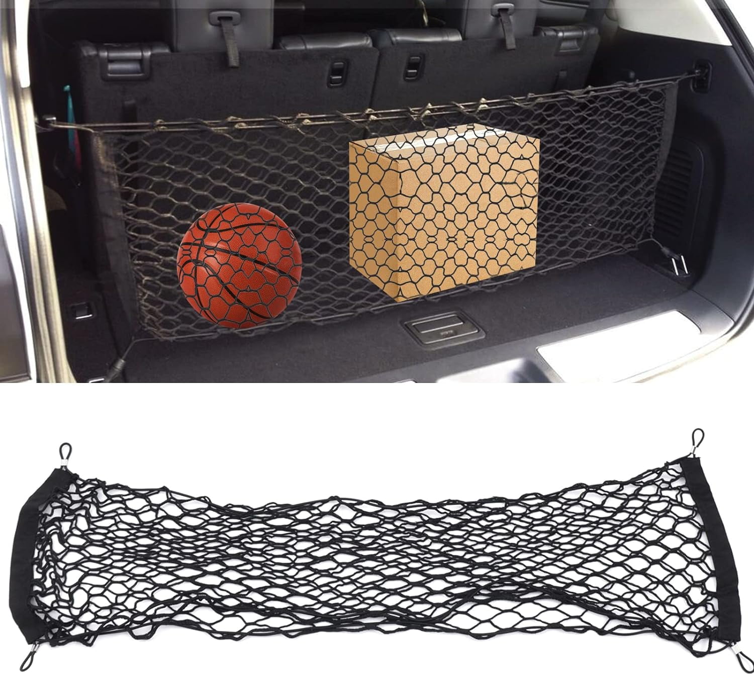 Car Cargo Net 35.4 * 11.8in Trunk Luggage Net Storage Organizer Black ...
