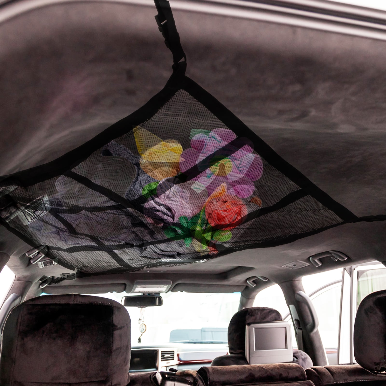 Car Ceiling Cargo Net Adjustable Buckle Car Roof Storage Organizer ...