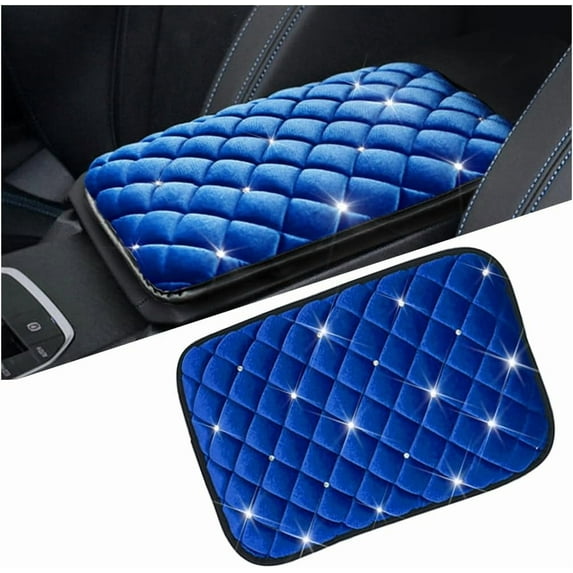 Car Center Console Cover, Crystal Rhinestone Fluffy Automotive Armrest ...