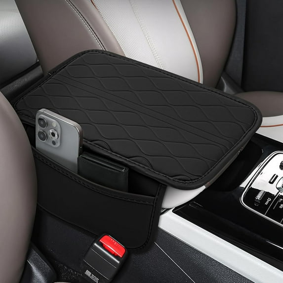 Car Center Console Cover Leather Car Armrest Cover with 2 Storage Bags ...