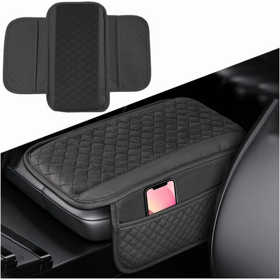 Car Center Console Cover, Leather Vehicle Armrest Cushion Pad with 2 ...
