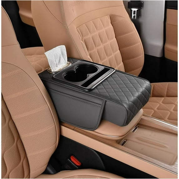 Car Center Console Cover Leather Vehicle Armrest Cushion with Storage ...