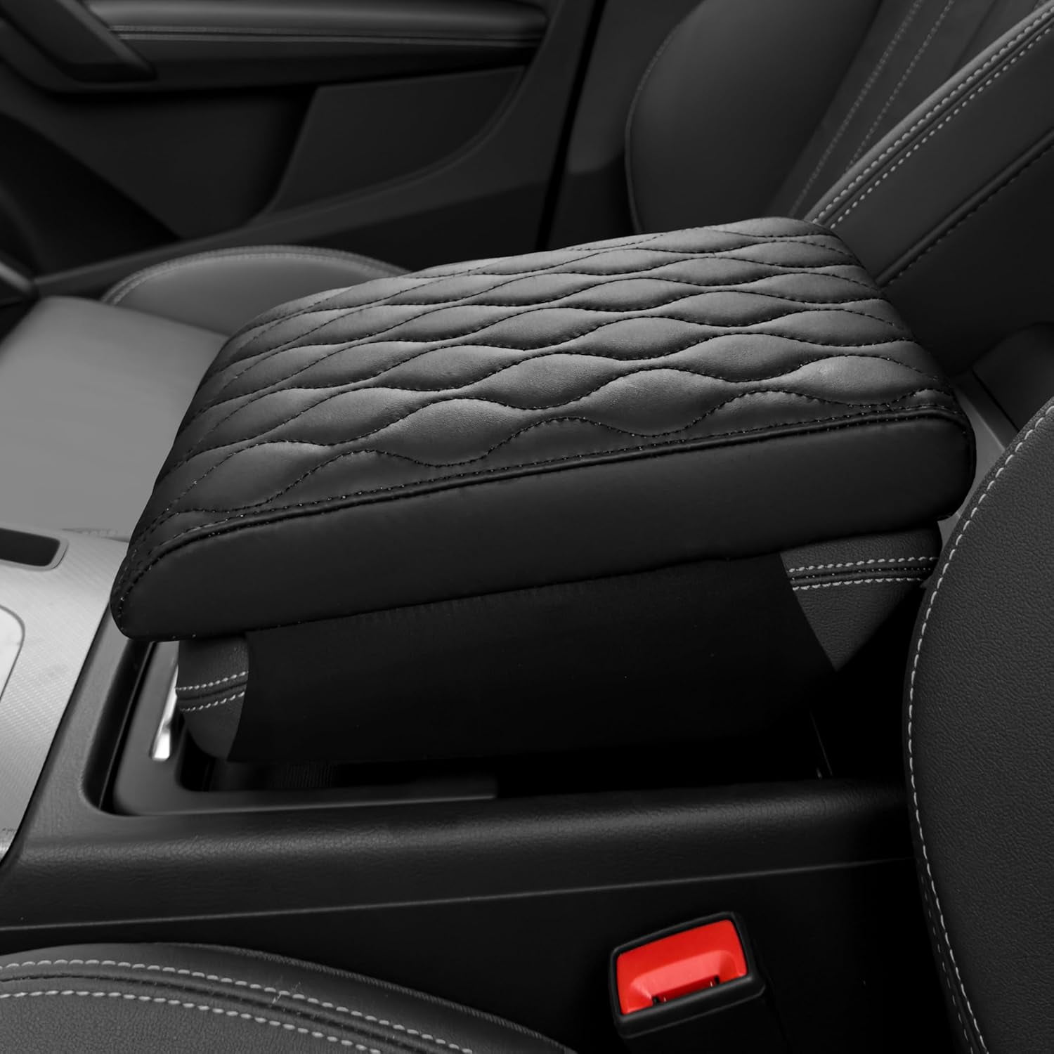 Car Center Console Cover pad PU Leather,Black Armrest Box mat, Vehicle ...