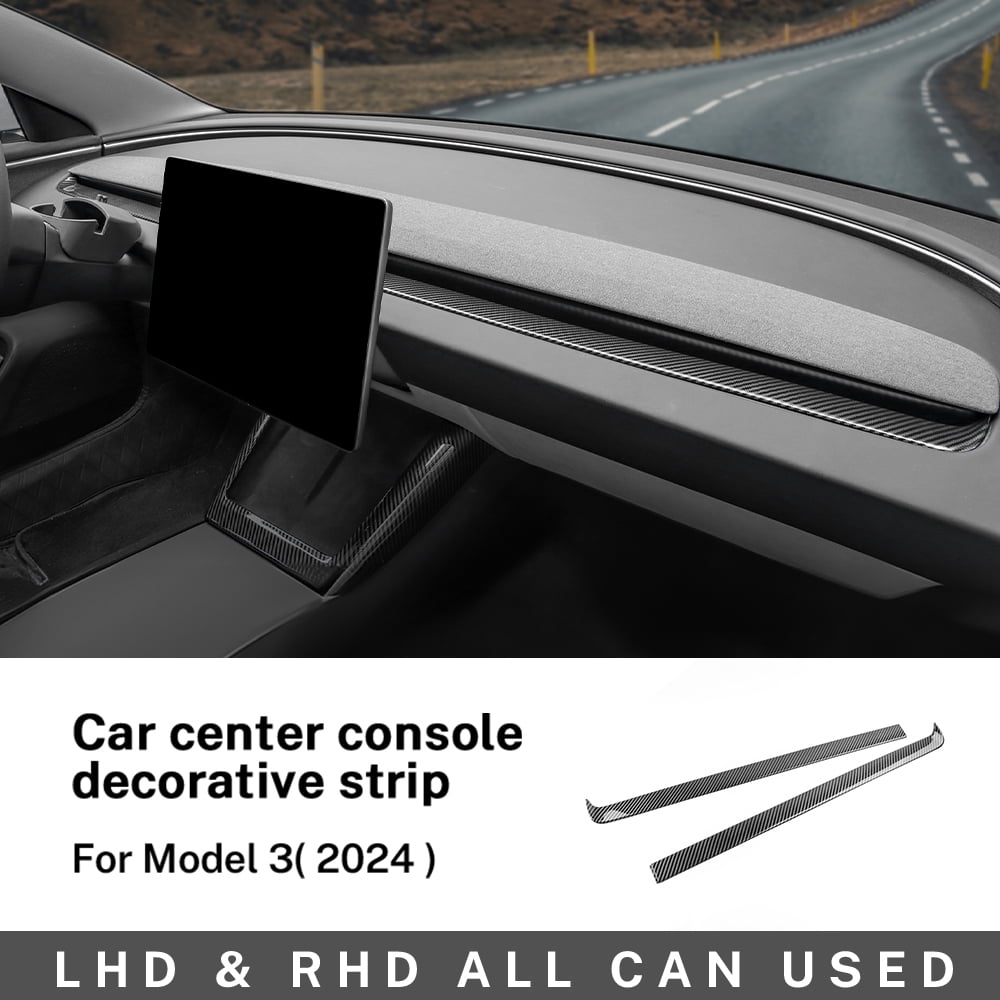 Car Center Console Decorative Strip for Model 3 2024 Carbon Fiber ...