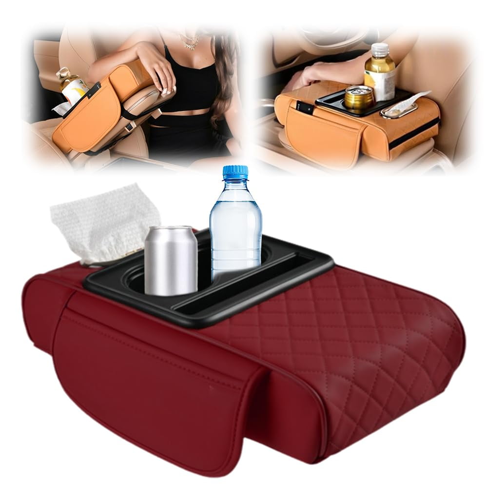 Car Center Console Heighten Cover, Universal Leather Waterproof Armrest Seat Box Cover Protector ...