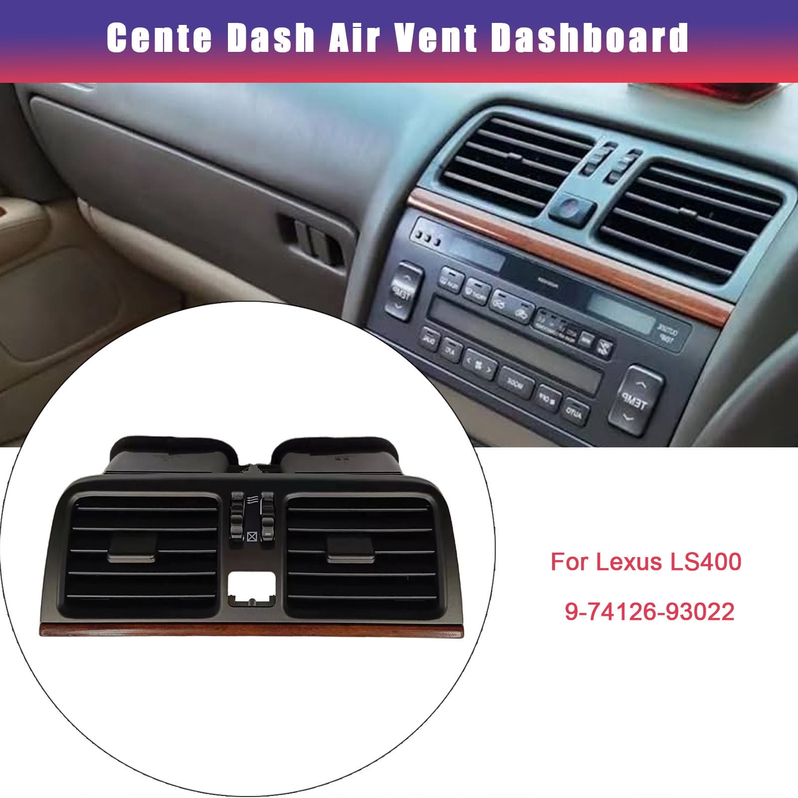 Car Center Dash AC Vent Grille Assembly For Lexus LS400 OEM 9-74126 ...