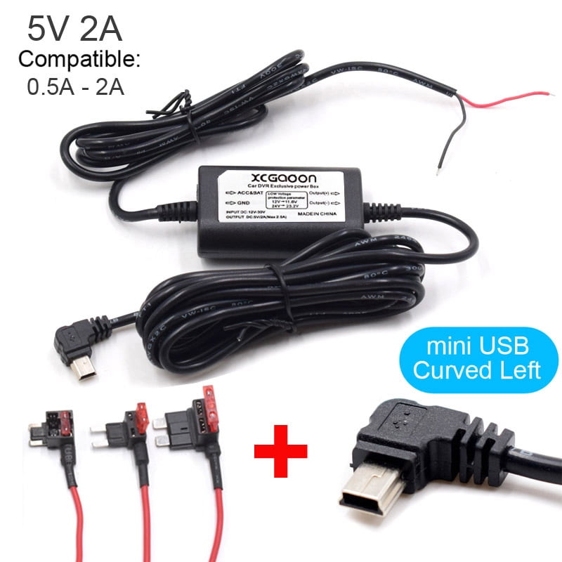 Car Charge Hardwire Cord Cable With Mini Micro Type-C USB DC 12V to 5V ...