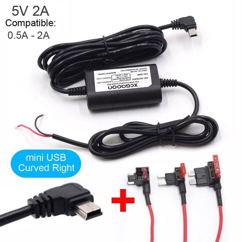 Car Charge Hardwire Cord Cable With Mini Micro Type-C USB DC 12V to 5V ...