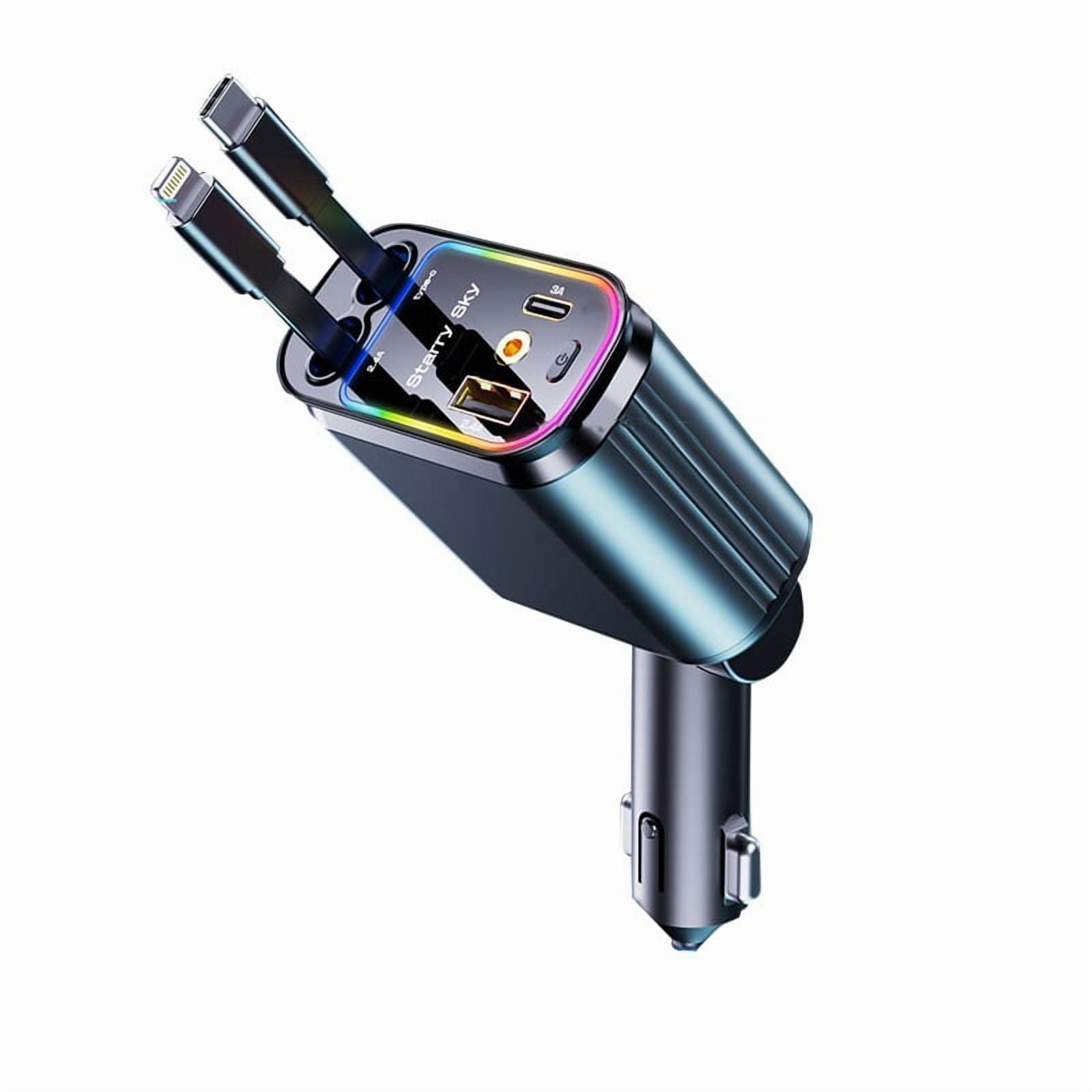 Car Charger 120W Mobile Super Fast Charging ,4 in 1 Retractable USB C ...