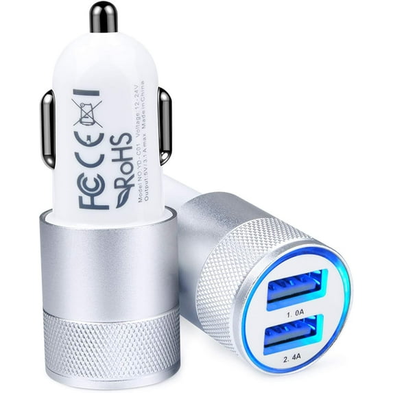 Car Charger, [2Pack/3.4a] Fast Charge Dual Port USB Cargador Carro ...