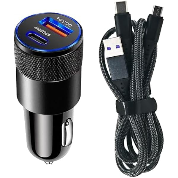 Car Charger 38W USB Type C PD Cable 3 in 1 Connector Android Cellphone Charging QC 3.0 ...
