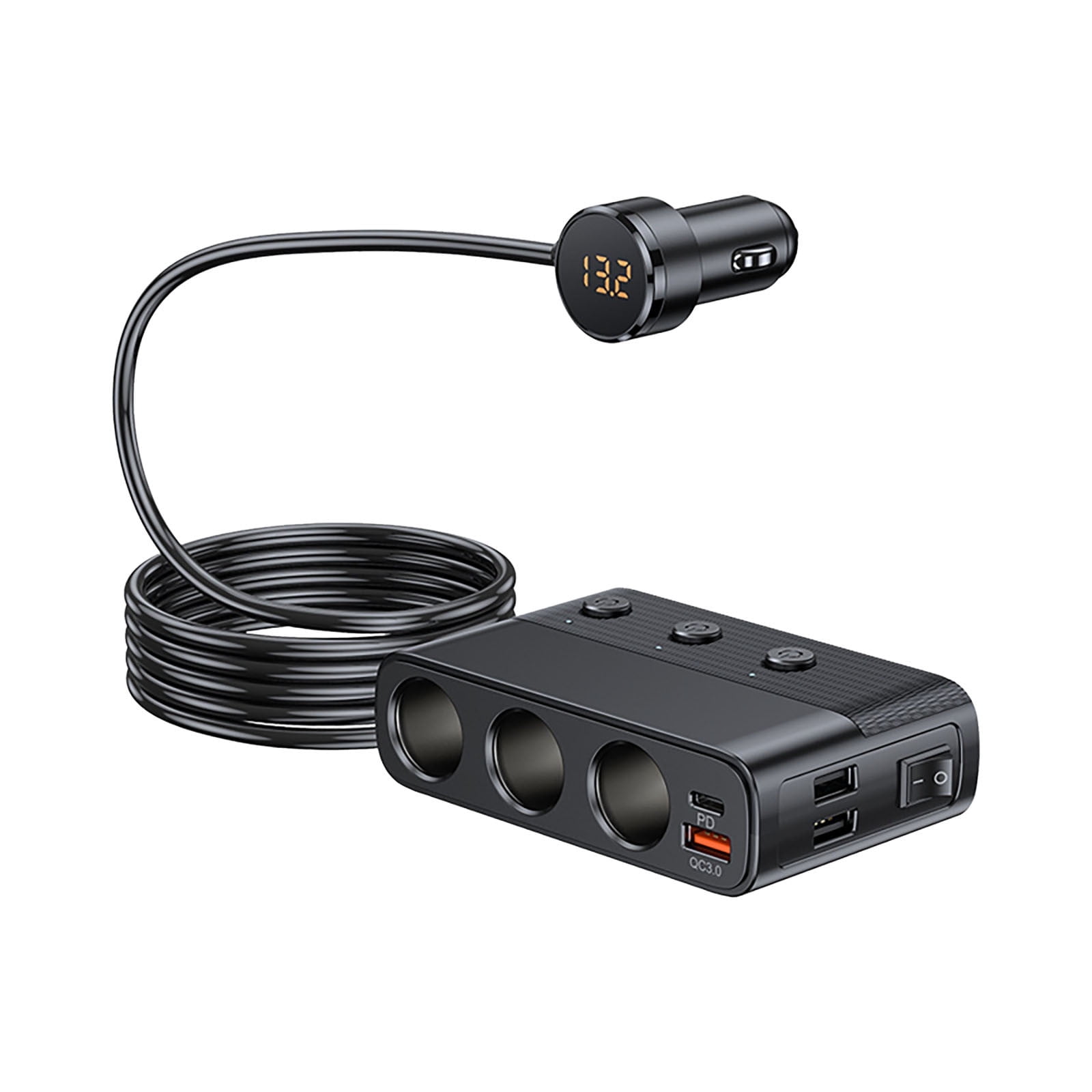 Car Charger Adapter 3 In 1 Usb Cigarette Lighter Socket Multi Port Fast ...