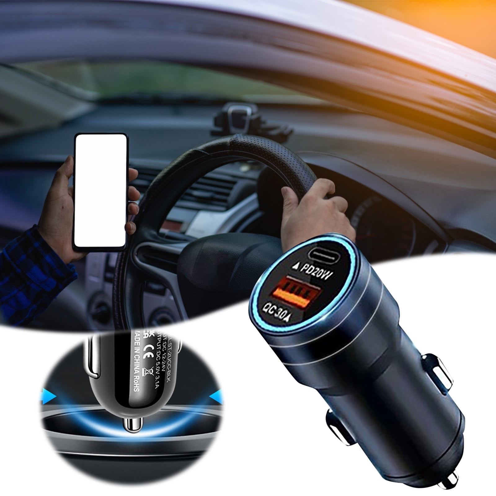 Car Charger Adapter Fast Charging Phone Charger for Car Multiple Plugs ...