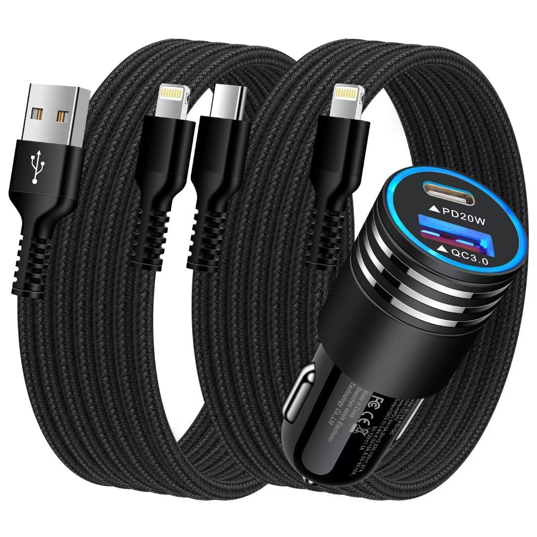 Car Charger Adapter,USB Car Charger 1Pack FiveBox 38W PD&QC3.0 Dual Port Fast Charging Cigarette ...