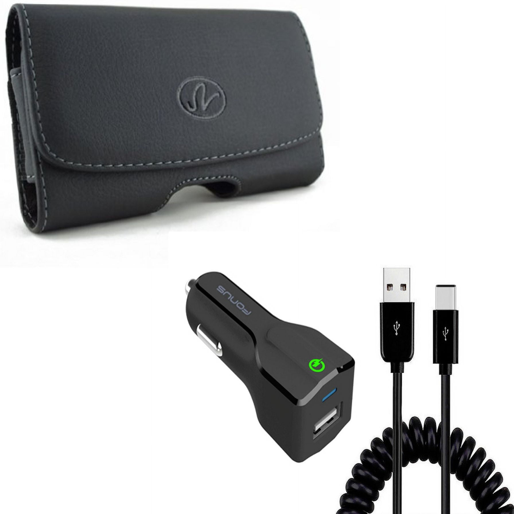 Car Charger & Case Belt Clip for iPhone 15 Pro Max - 18W Fast USB Port ...