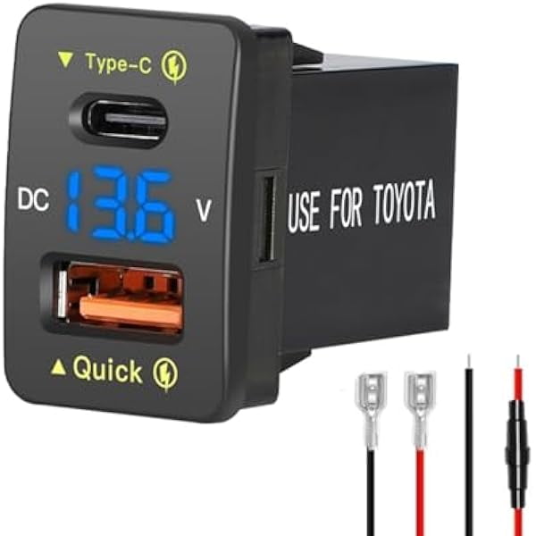 Car Charger Dual 18W USB PD+QC3.0 Fast Charge for Toyota, Type C USB Car Power Socket with LED ...
