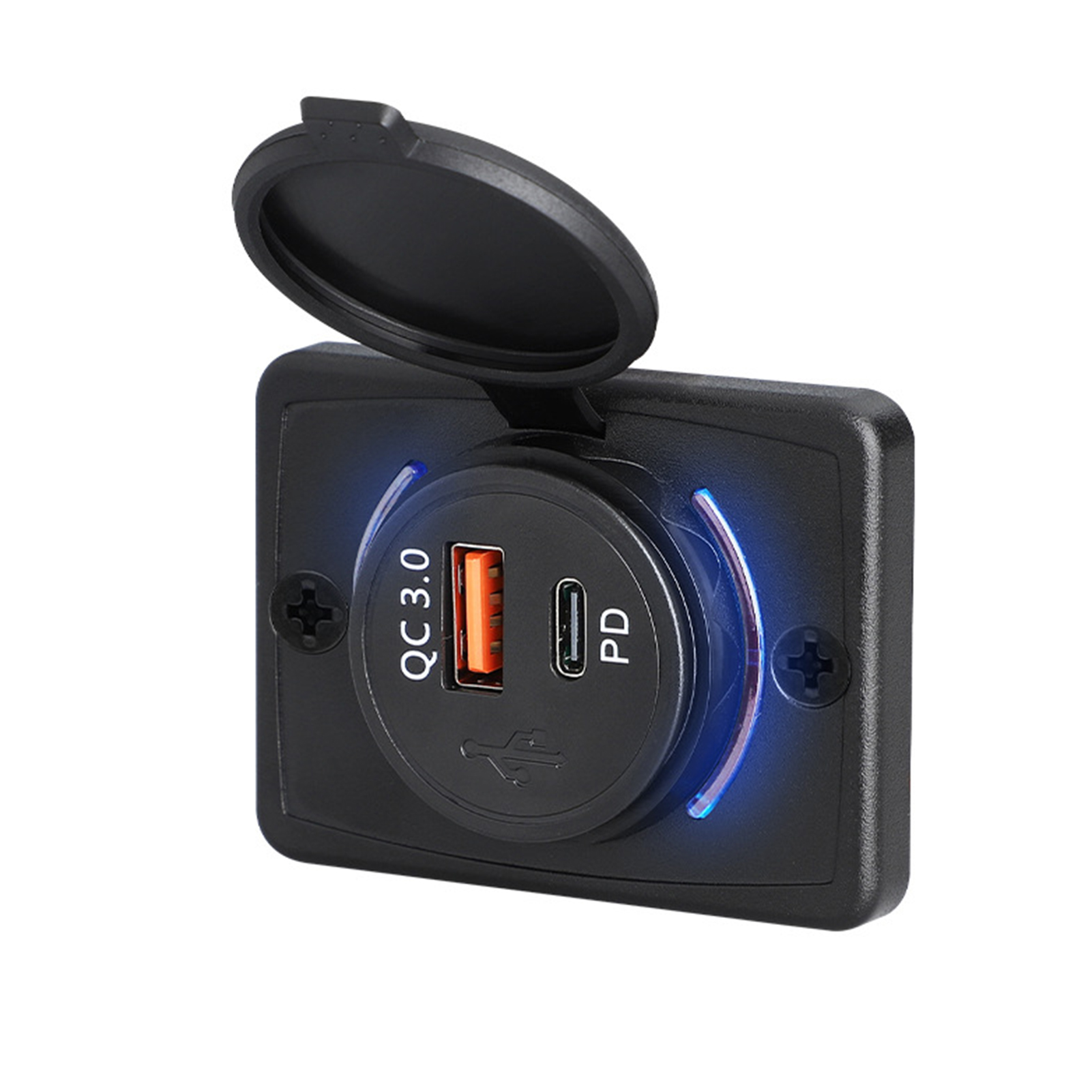 Car Charger Dual PD QC3.0 Socket 18W+18W Fast Charging Adapter Panel ...