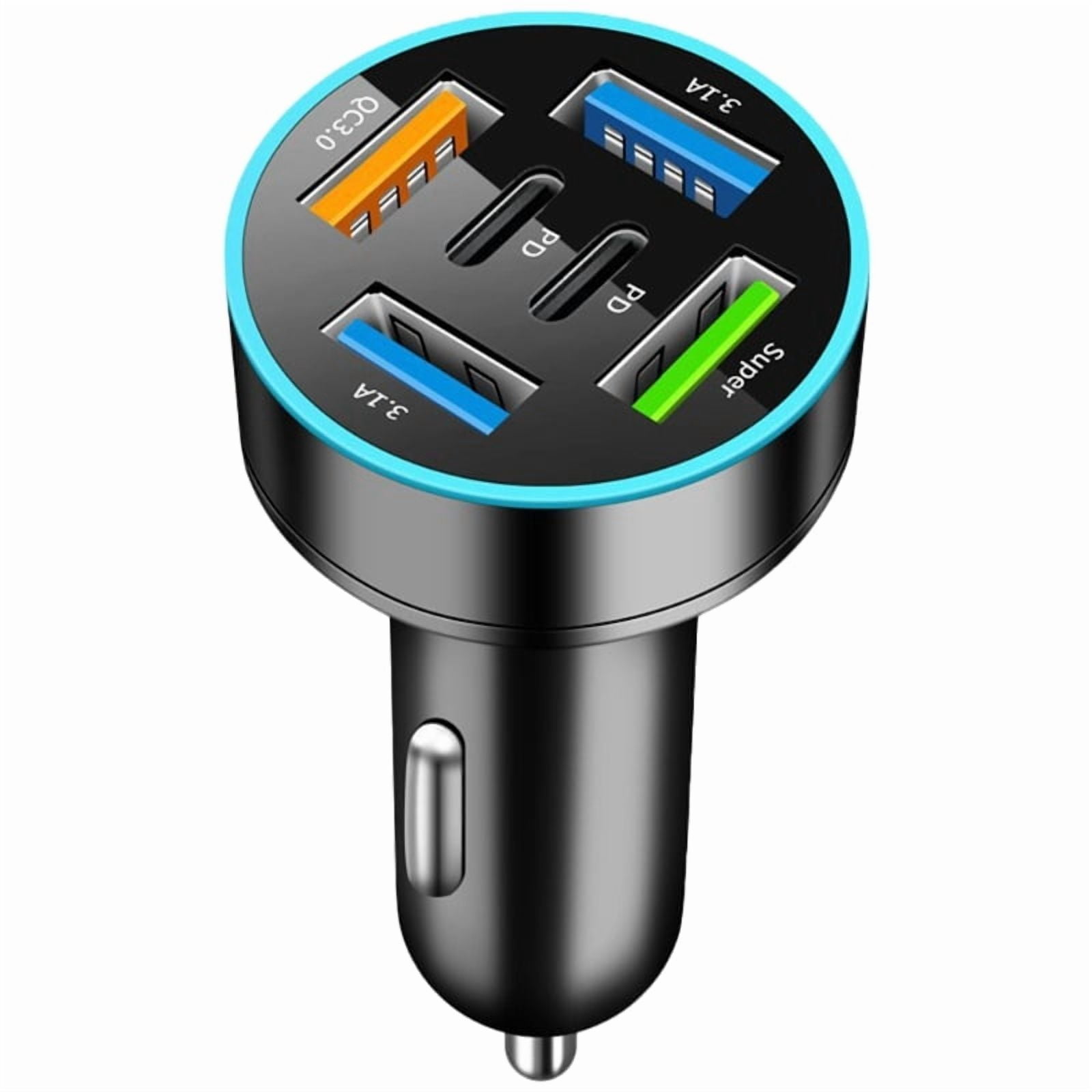 Car Charger Head USB C and USB A & Super Multiple Port Quick Charging ...