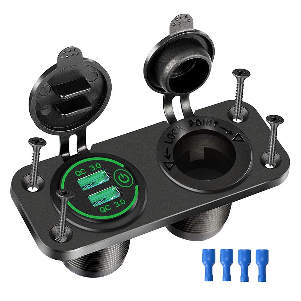 Car Charger Socket with Touch Switch Cigarette Lighter Outlet Splitter ...