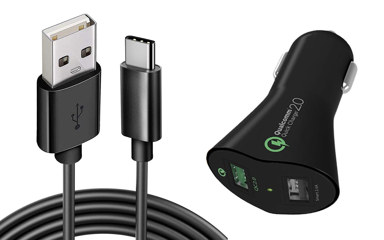 Car Charger for Nokia C300, G100, C110, G310 5G Phones - 30W Fast 2-Port USB 6ft Cable Type-C ...