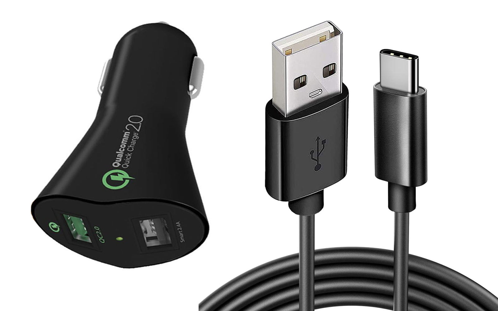 Car Charger for T-Mobile REVVL Tab - 30W Fast 2-Port USB 6ft Cable Type ...