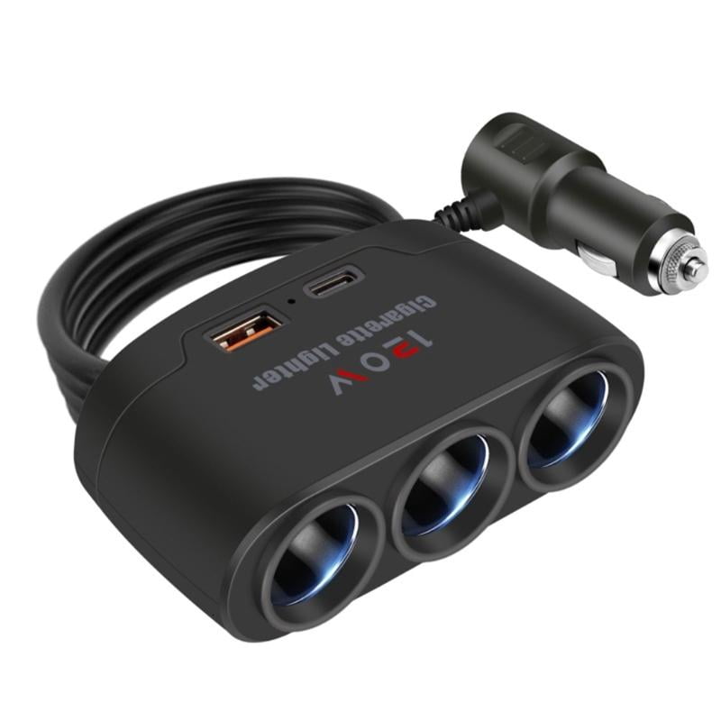 Car Charging Adapter Lighter Splitter Type C USB Port Phone Power ...