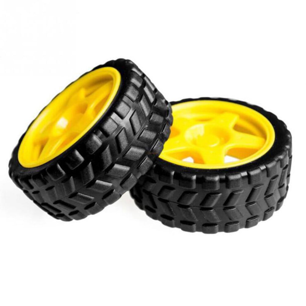 FRCOLOR Yellow Rubber Wheels for Car Toys Easy to Install Compatible ...