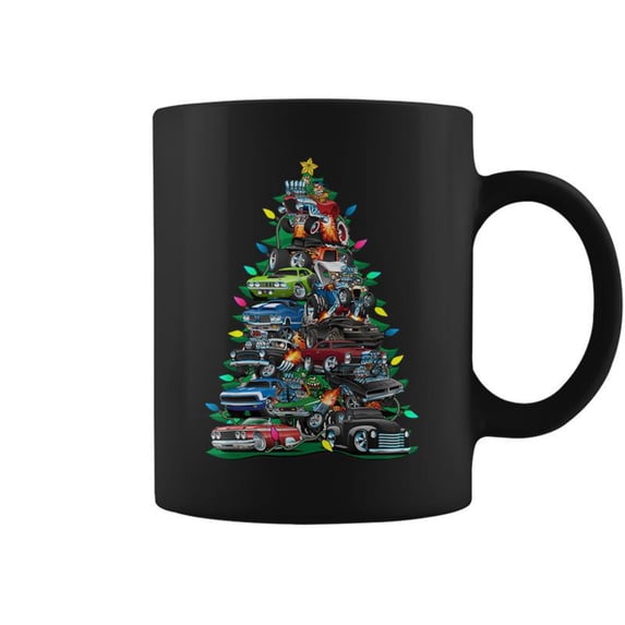 Car Christmas Tree Classic Muscle Cars Tree Light Xmas Coffee Mugs ...