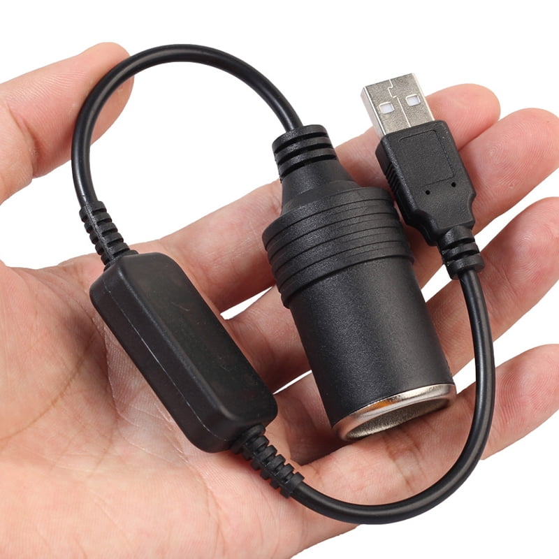 Car Cigarette Lighter Socket USB 5V To 12V Converter Adapter Wired Controller Plug Connector ...