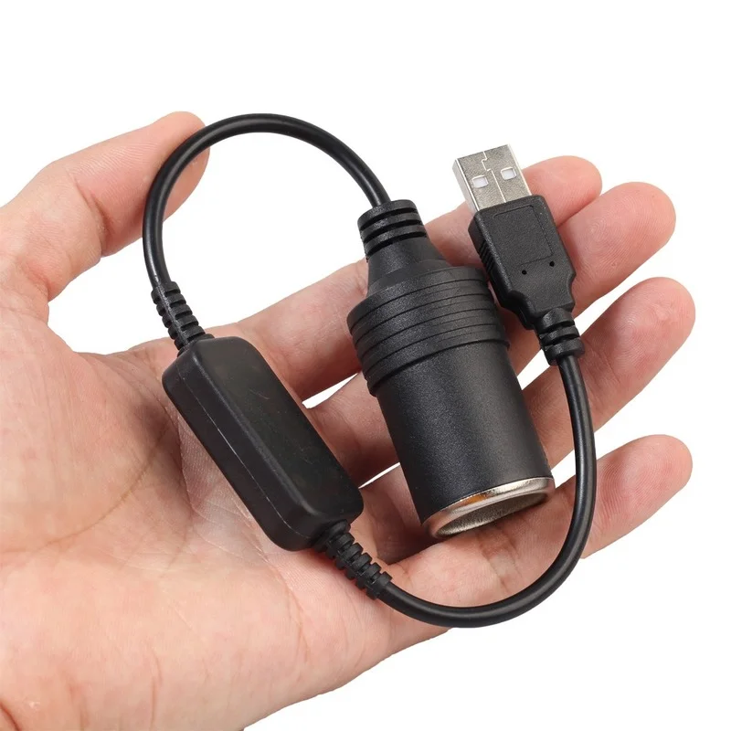 Car Cigarette Lighter Socket USB 5V To 12V Converter Adapter Wired ...