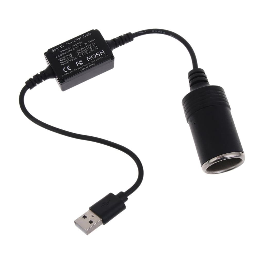 Car Cigarette Lighter Socket USB 5V to 12V Step Up Cable Inverter Converter - Walmart.com