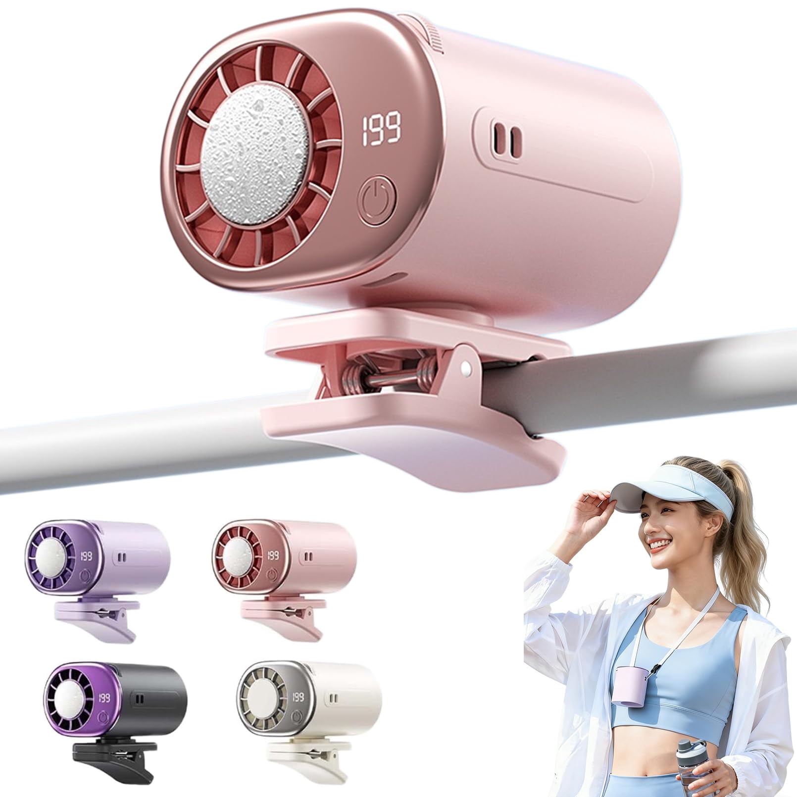 Car Clip on Air Conditioner Fan with LED Display 360° Rotation, 199 ...