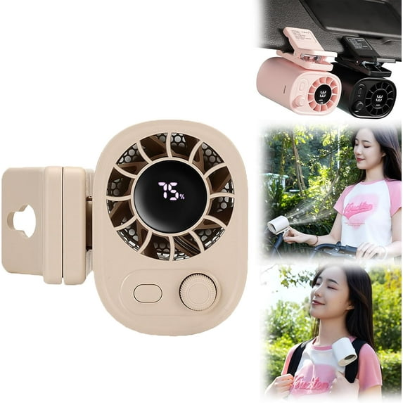 Car Clip On Fan with LED Display - 360° Rotation, 100 Speeds Adjustable ...