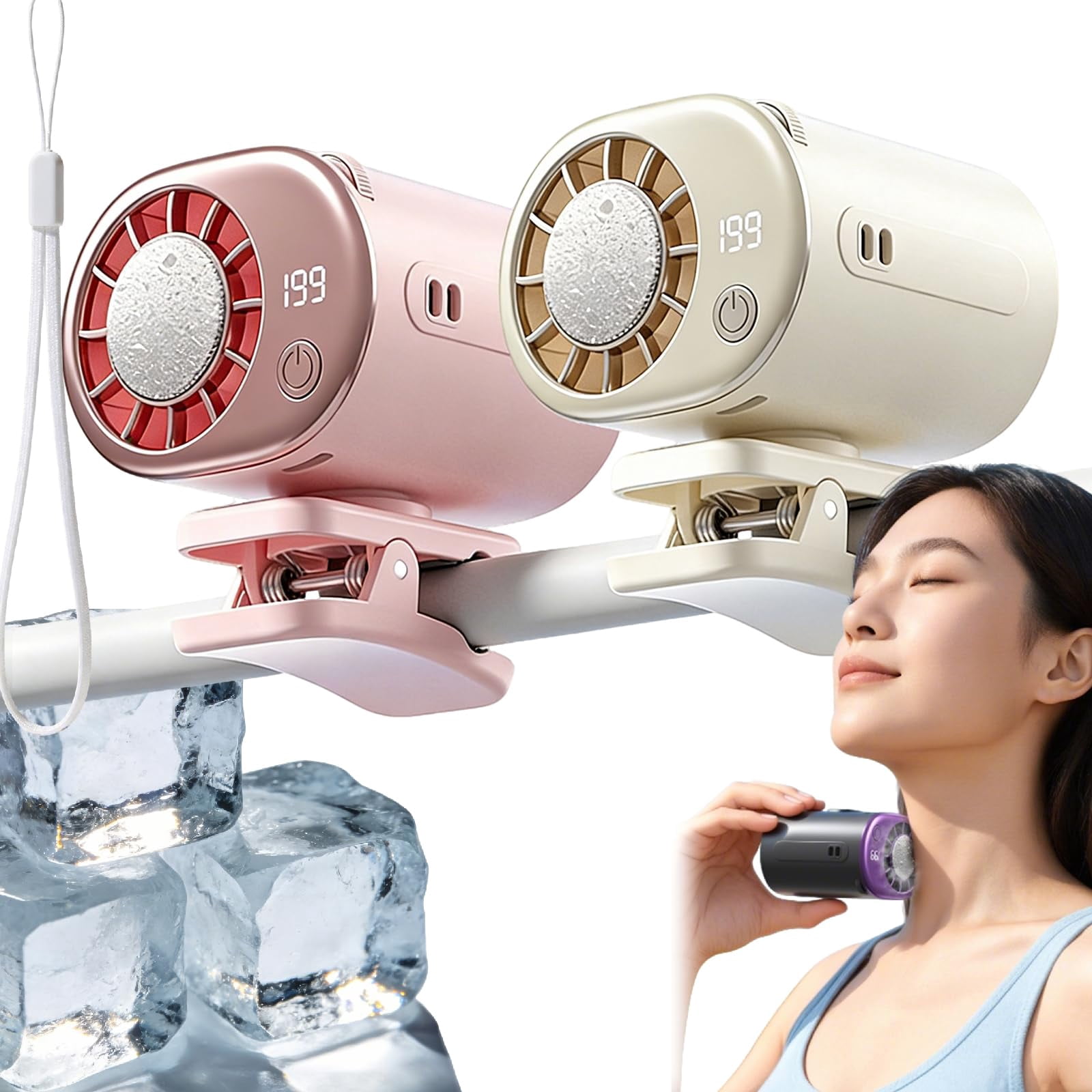 Car Clip on Air Conditioner Fan with LED Display,199 Speeds Adjustable ...