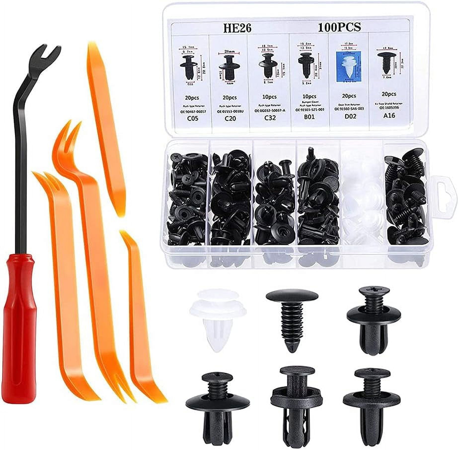 Car Clips, 100 Pieces Plastic Trim Clips Rivets, Rivet Clips, Plastic ...