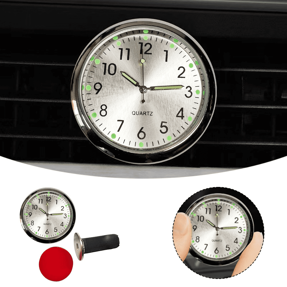 Car Clock Luminous Automobiles Internal Stick-On Mini Digital For Dashboard Air Vent-On Clock ...