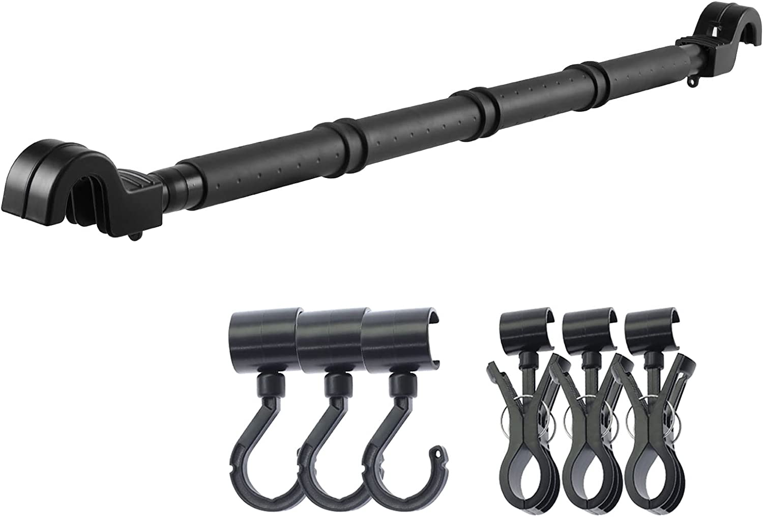 Car Clothes Hanger Bar with 3 Hooks and 3 Clips, Expandable Vehicle ...
