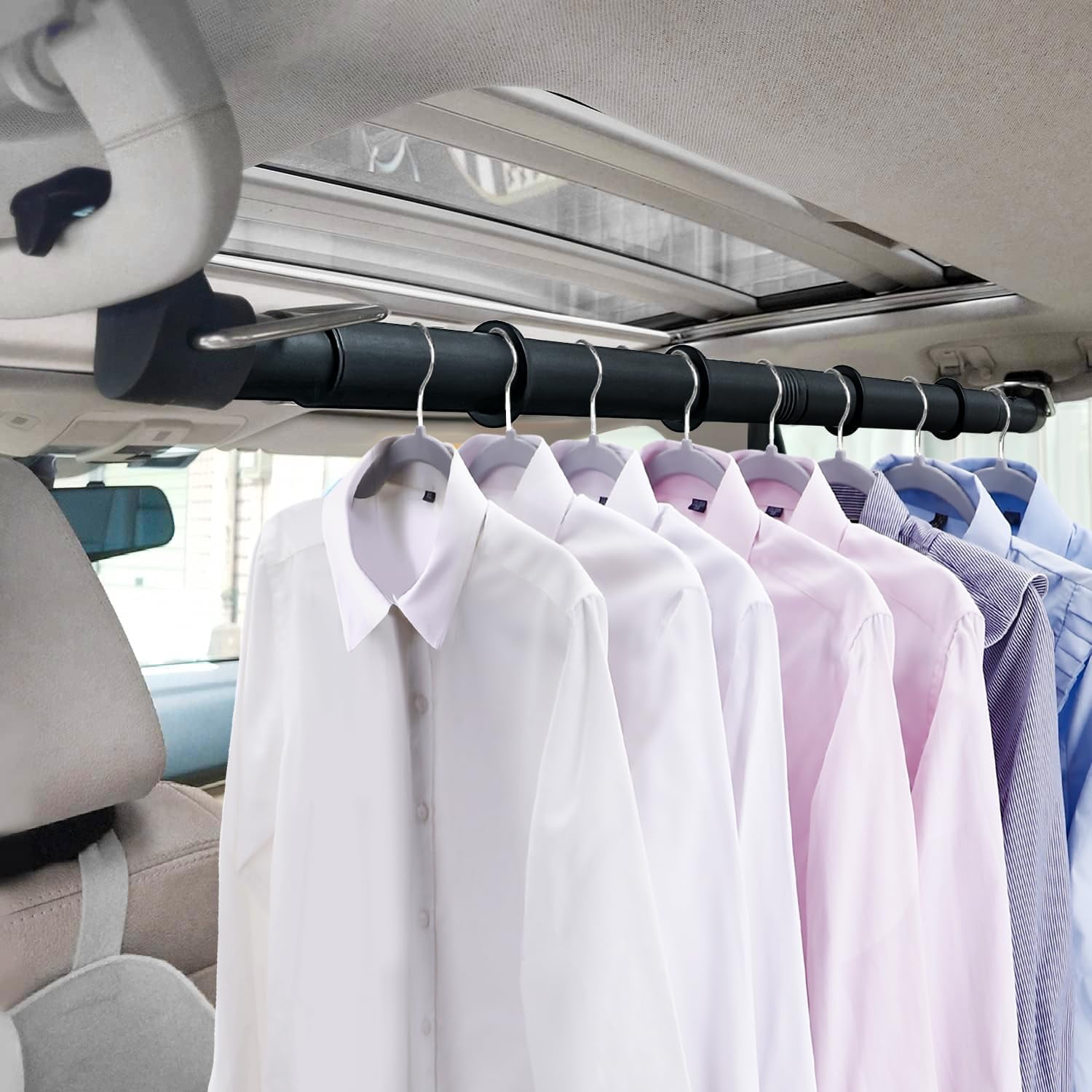 Car Clothes Hanger Bar, 30-63 Inches Expandable Heavy Duty Car Clothes ...