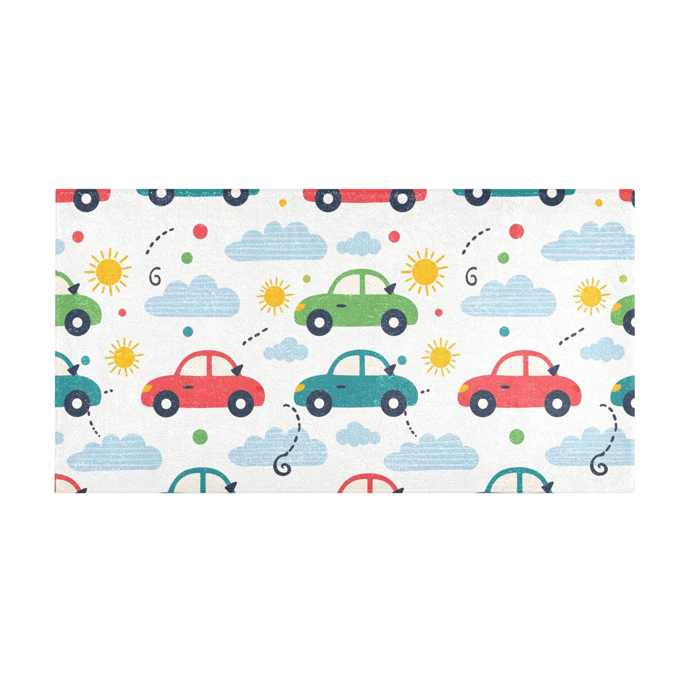 Car Cloud Pattern Bath Mat 39x20 Inch Soft Absorbent Non-Slip Plush ...