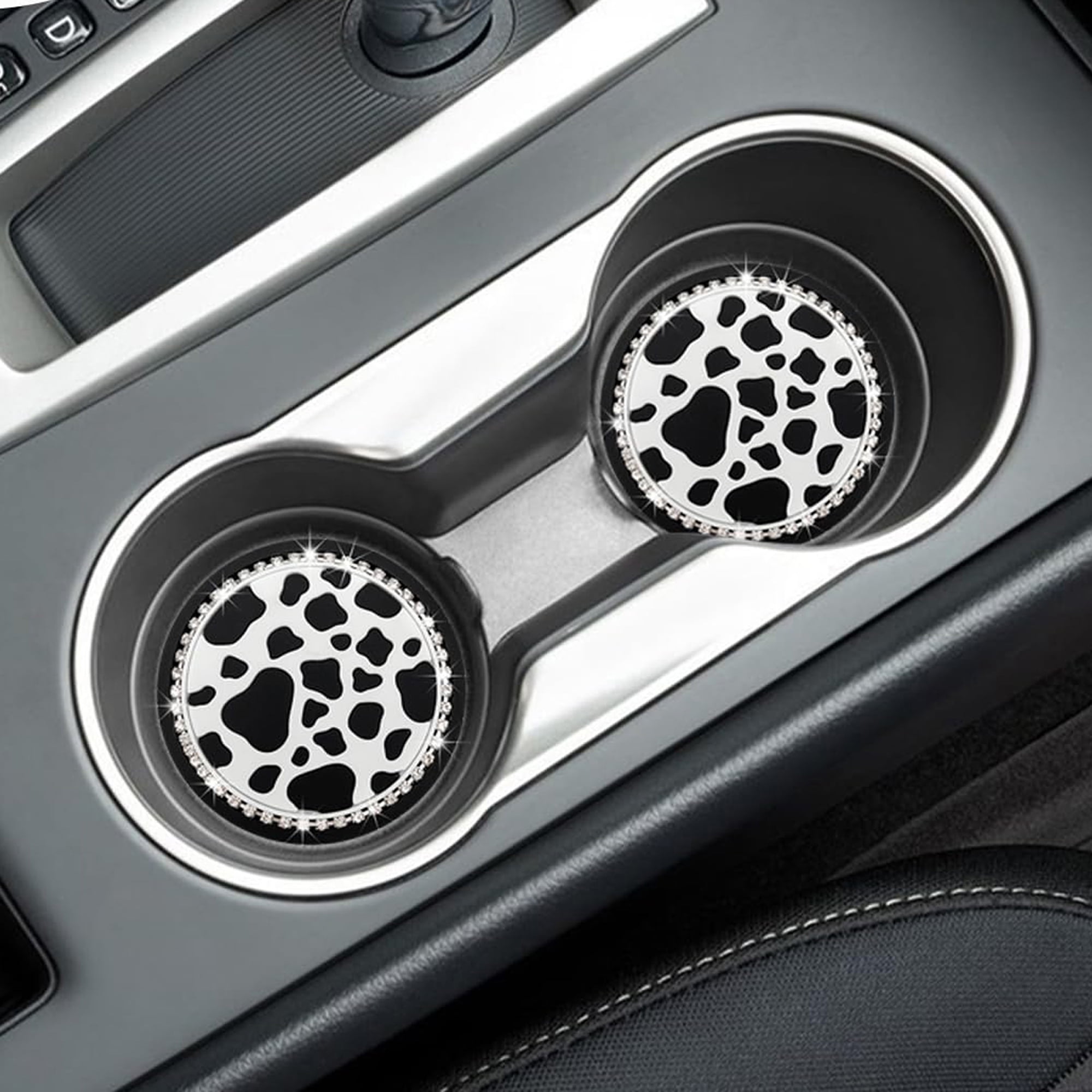 Car Coasters, 2.76inch Cow Print Car Cup Holder Coasters for Car ...