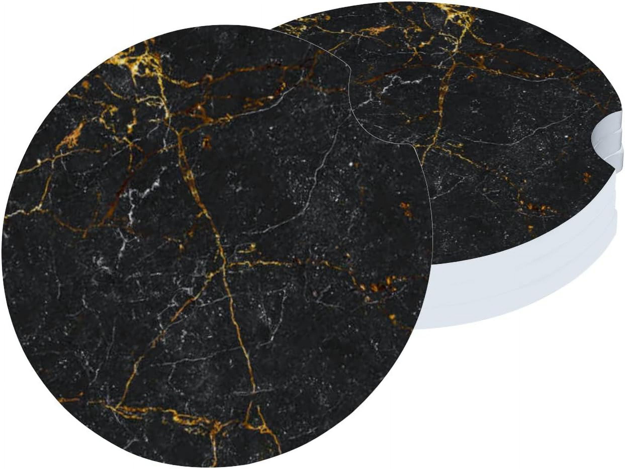 Car Coasters 2 Pack Stone Cup Holder Black Marble Texture Absorbent ...
