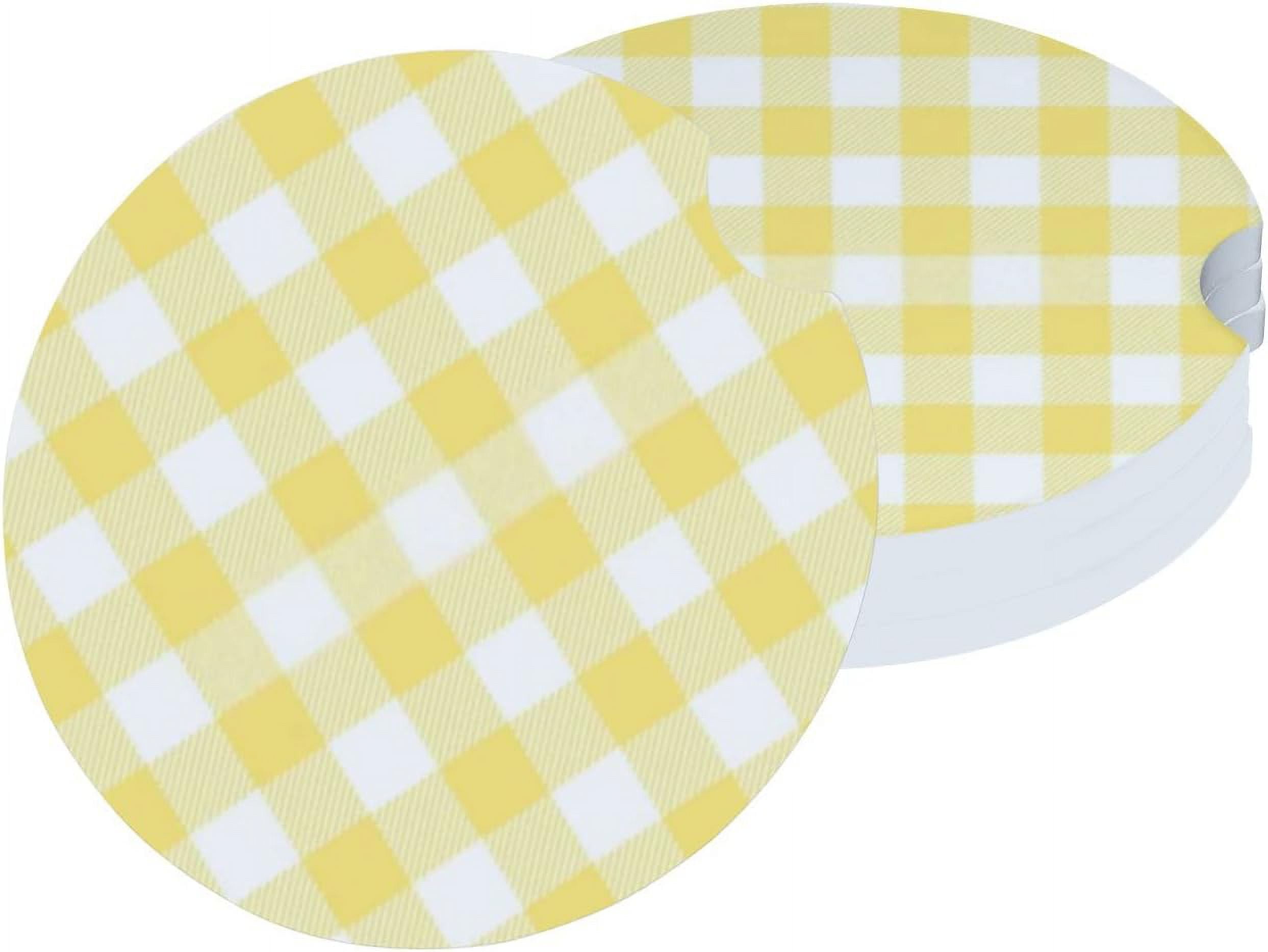 Car Coasters 2 Pack Stone Cup Holder Lemon Yellow Gingham Check ...